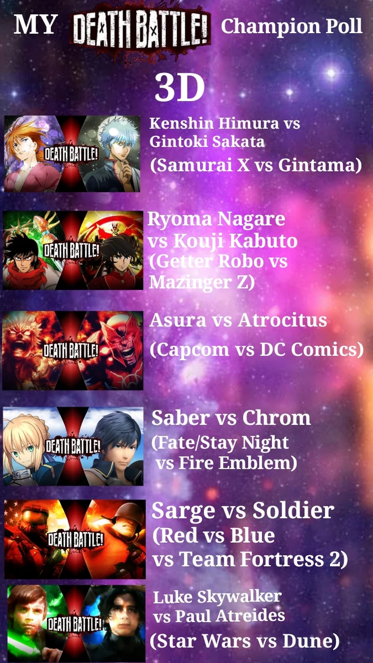 My fanmade Death Battle Champions Poll: 2D & 3D | Fandom