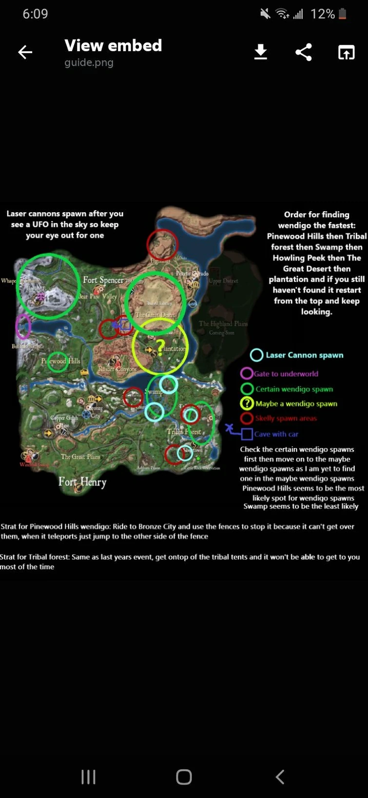 Does anybody have a map of where the wendigo might spawn in the tribal ...