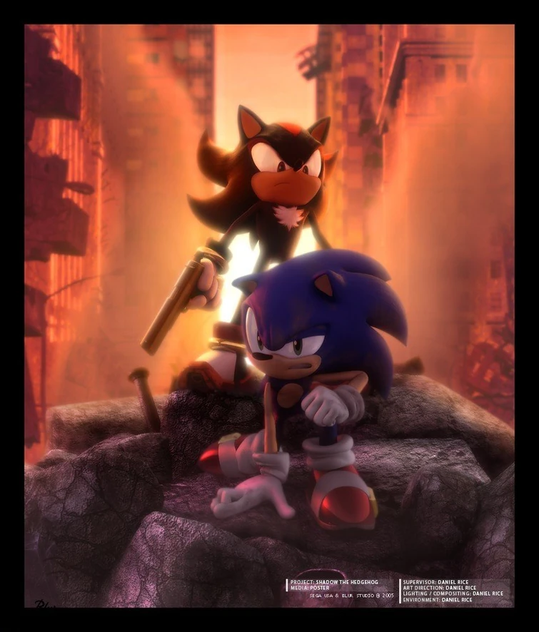 Promotional renders of Shadow and Sonic for Shadow the Hedgehog (2005 ...