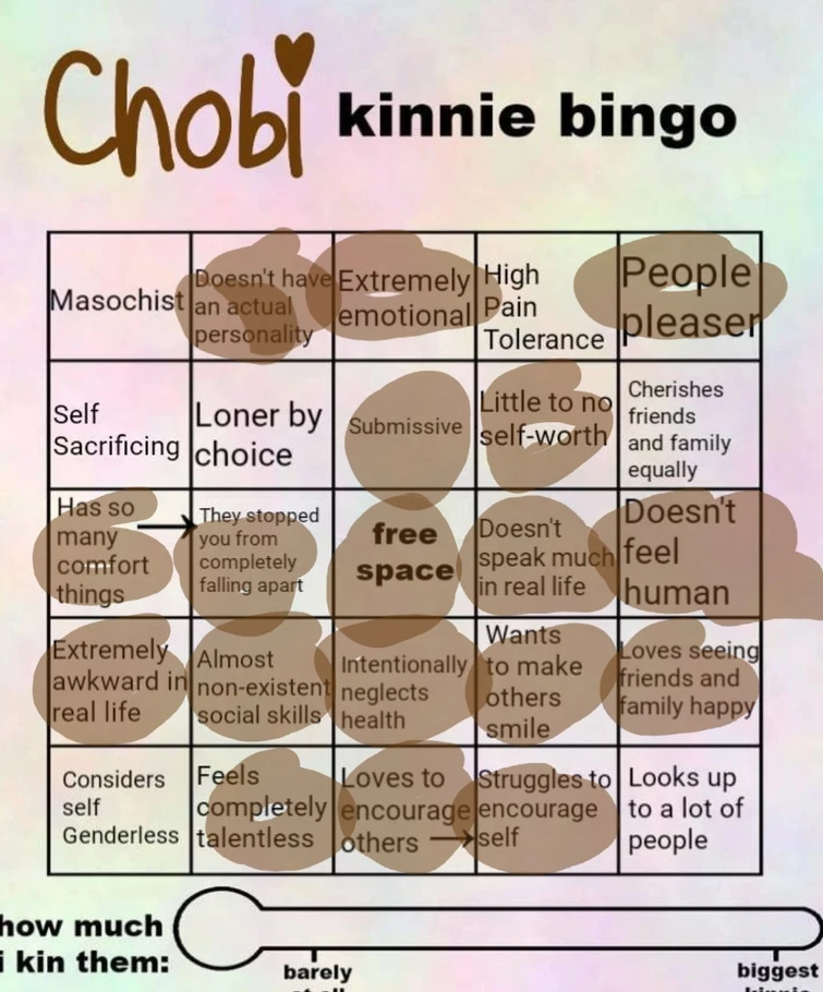 Fill out my kinnie bingo /nf | Fandom