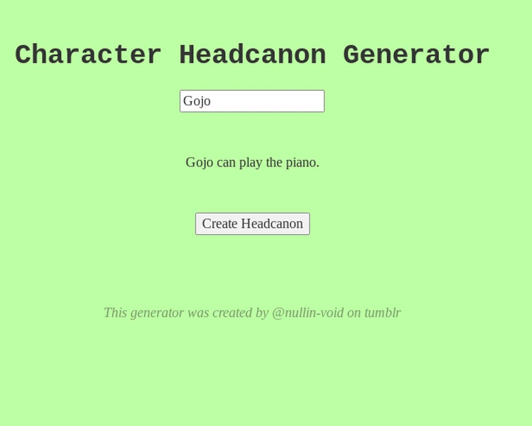 Character headcanon generator!!! | Fandom