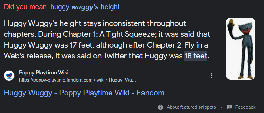 Was just taking a look at something about huggy's height and noticed ...