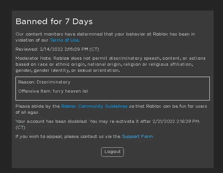 I GOT BANNED FOR 7 DAYS FOR SAYING FURRY? WHAT? | Fandom