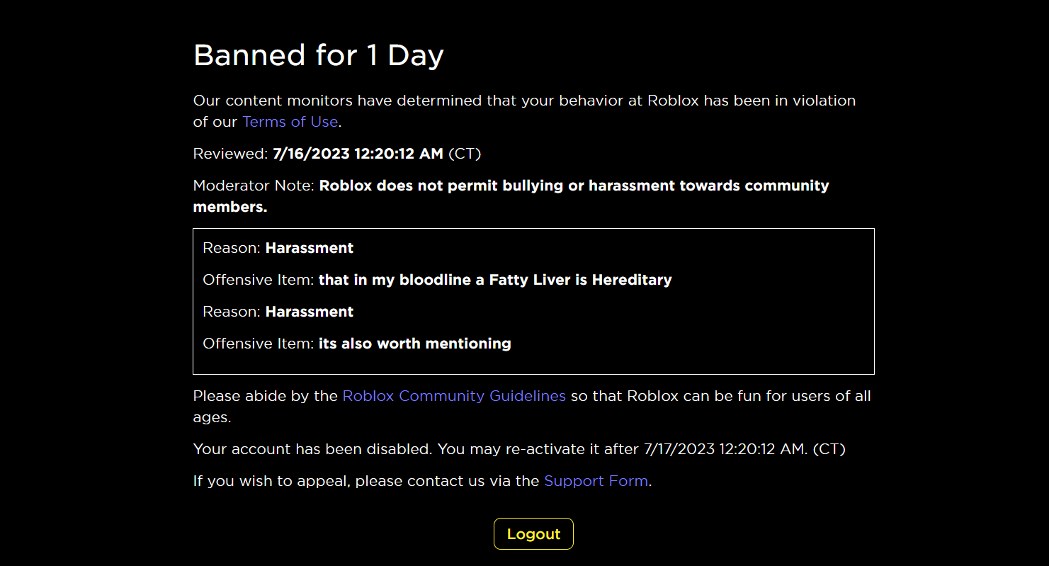 Got banned off roblox for simply saying a fact about my bloodline | Fandom