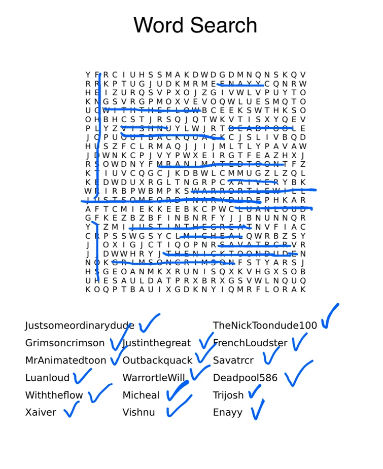 TLH wiki users word search!!! | Fandom