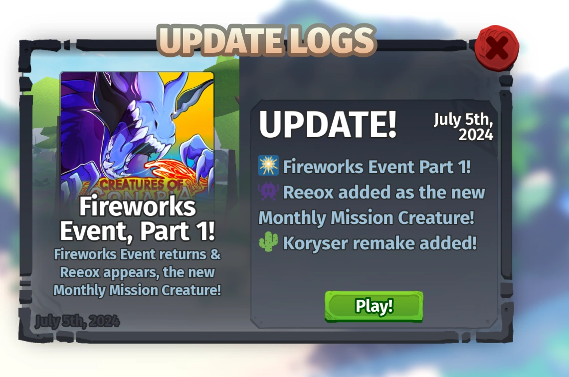 UPDATE LOG IN COS!!! | Fandom