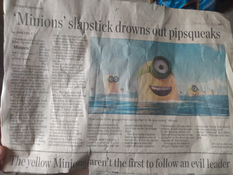 Minions newspaper | Fandom