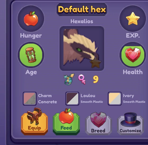 Trading/selling default colors hex with 1 mut (mut: larger horns) | Fandom