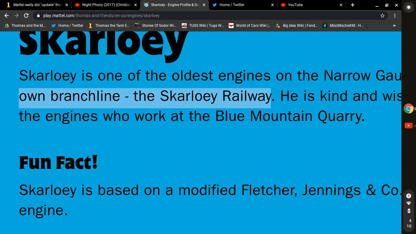 I didn't know the Skarloey Railway was a branchline. | Fandom