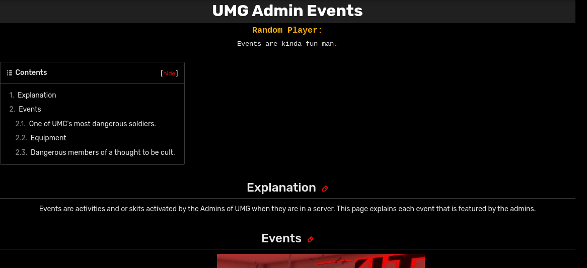 Working on a page for the UMG Wiki | Fandom
