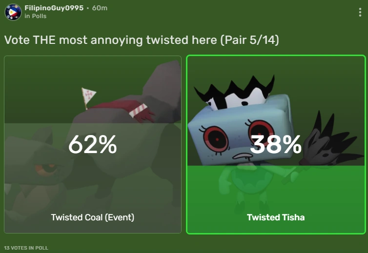 Twisted Coal won at 62%! | Fandom
