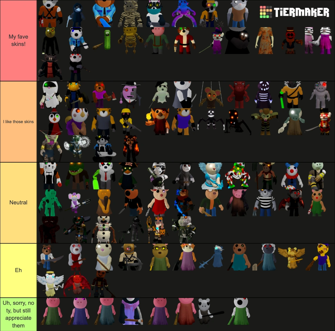 Skin tier list (credits to everyone who made this) | Fandom
