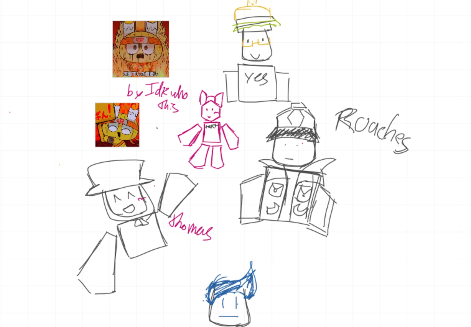 Drawing forskin characters from memory (ignore thoomas and roaches ...