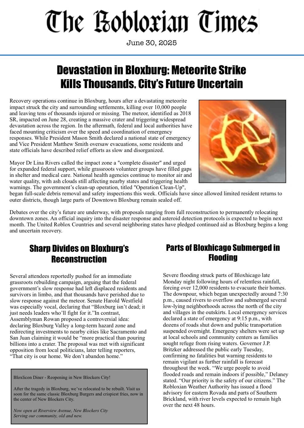 The Robloxian Times | June 30, 2025 | Fandom