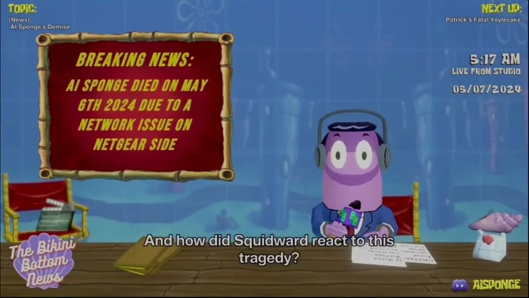 Ai SpongeBob rehydrated 4th wall break news segment | Fandom