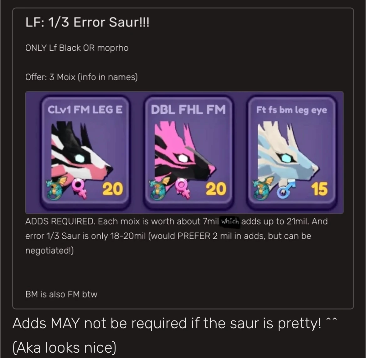 LF: Error color Saur! | Fandom
