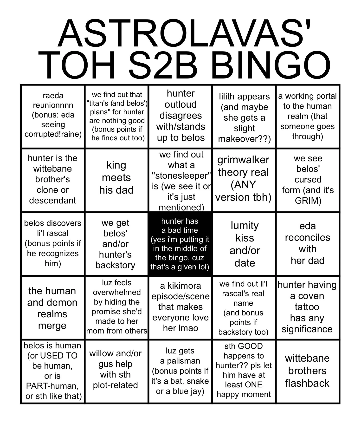 Season 2b bingo | Fandom