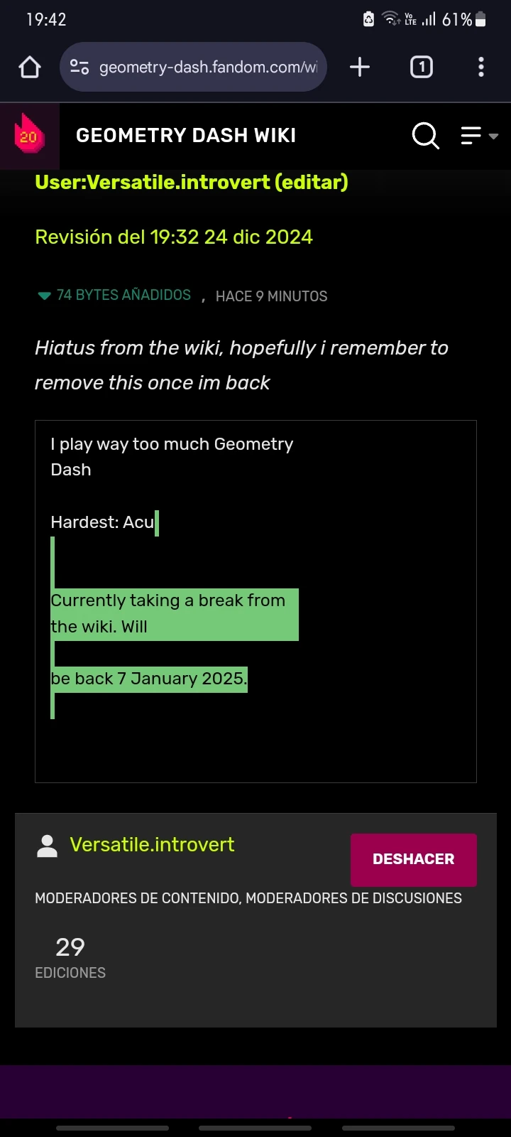 Officially, I say goodbye to the Geometry Dash Wiki for a month. | Fandom