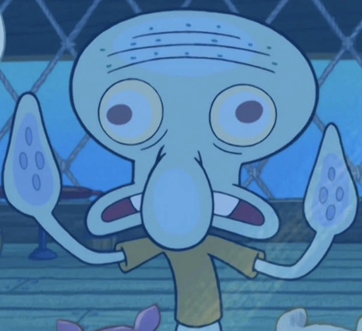Squidward presses his face against the glass | Fandom
