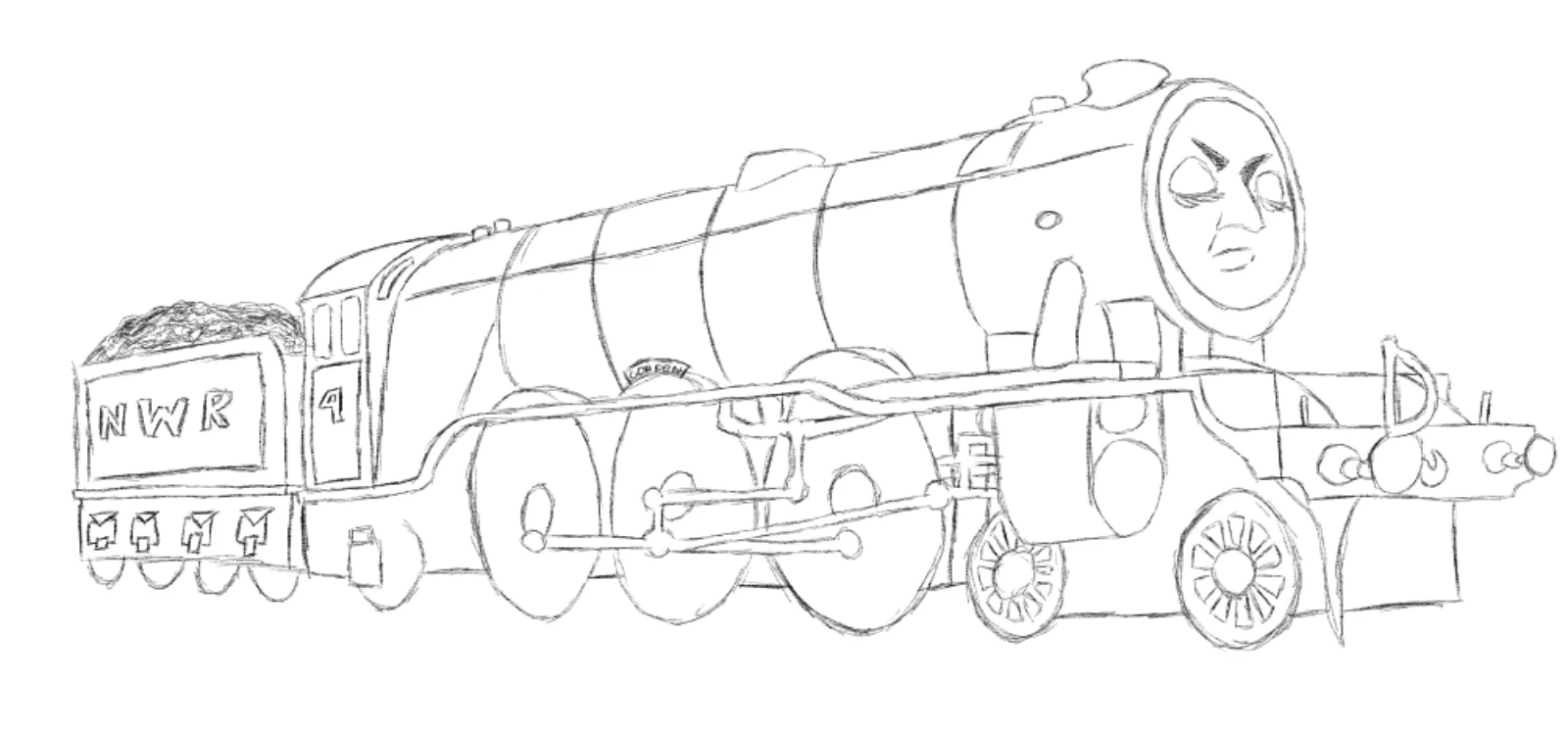 A sketch of Gordon the Big Engine. I’m posting most sketches on Twitter ...