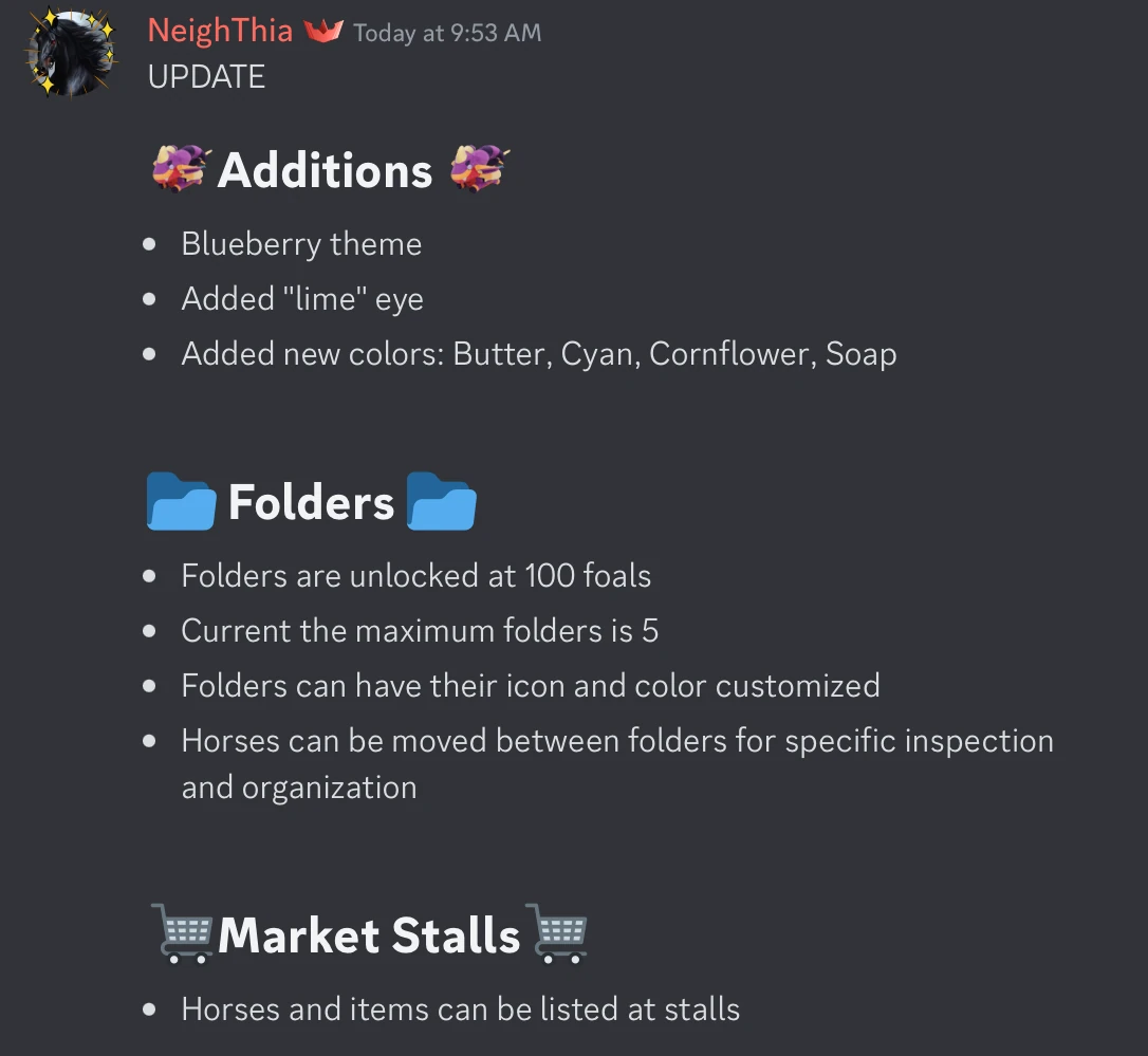 Discord Update Log! (7/13/2024) Tier 3 Boss, Market Stalls, Themes ...