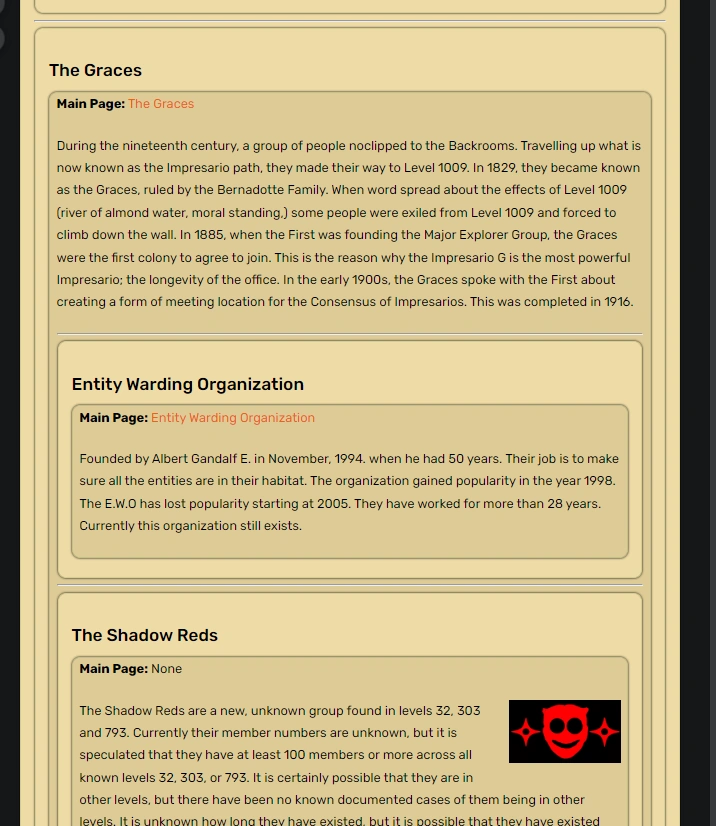 can we please make a simpler backrooms group format for the groups page ...