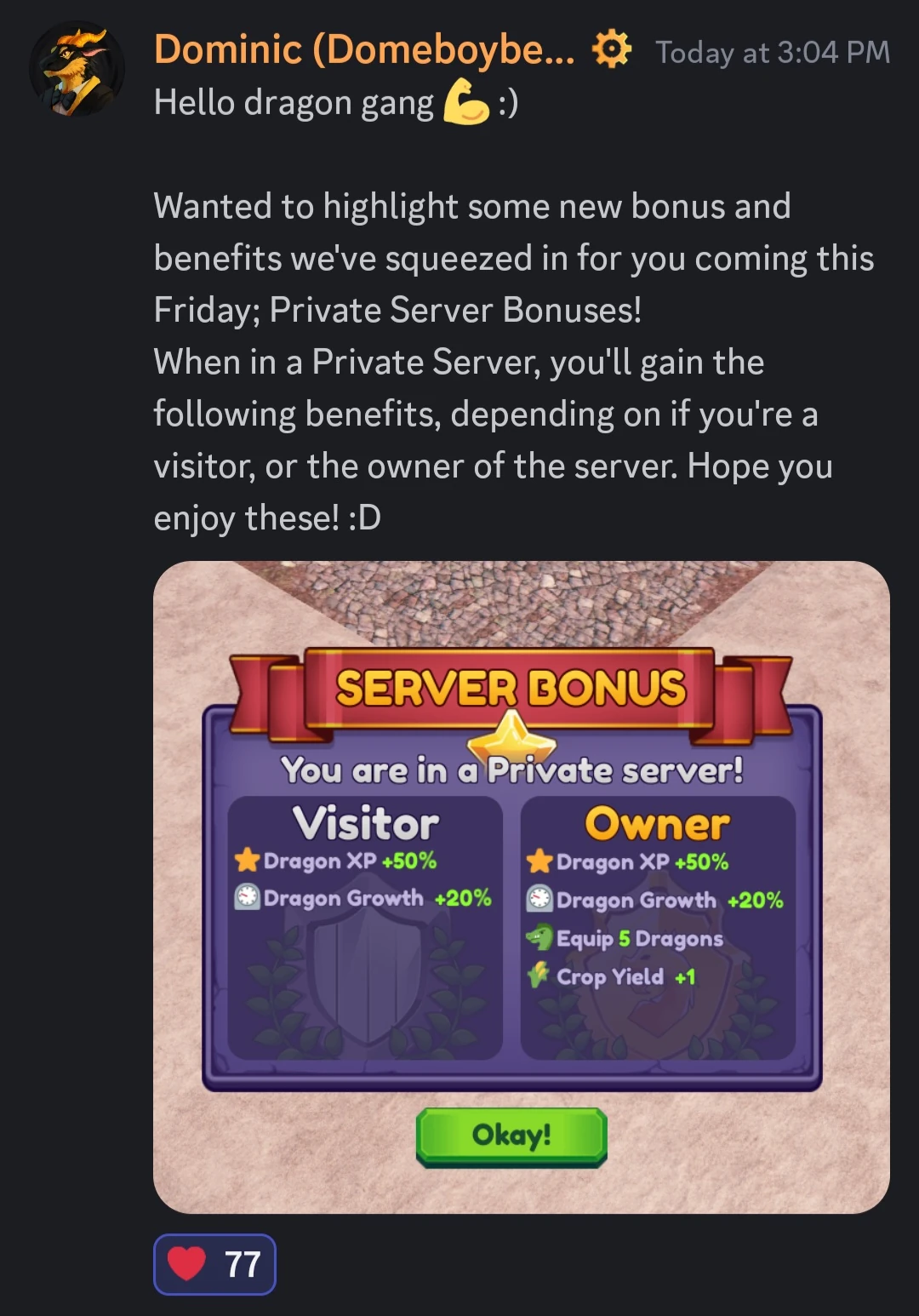 Private server bonuses | Fandom