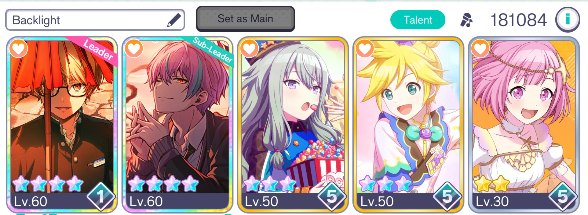 My team for backlight has a higher talent than my main team?? | Fandom