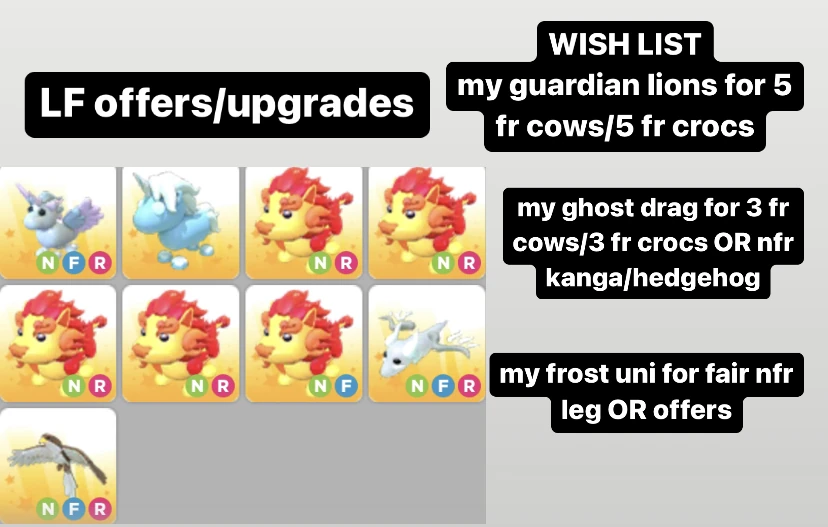 trading, LF fr cows, nfr cow/nfr kanga/nfr croc/hedgehog | Fandom