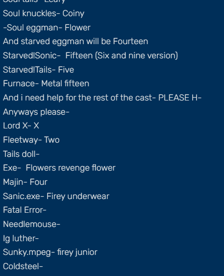 Aigh still need some ideas for Sonic.exe BFDI mix | Fandom