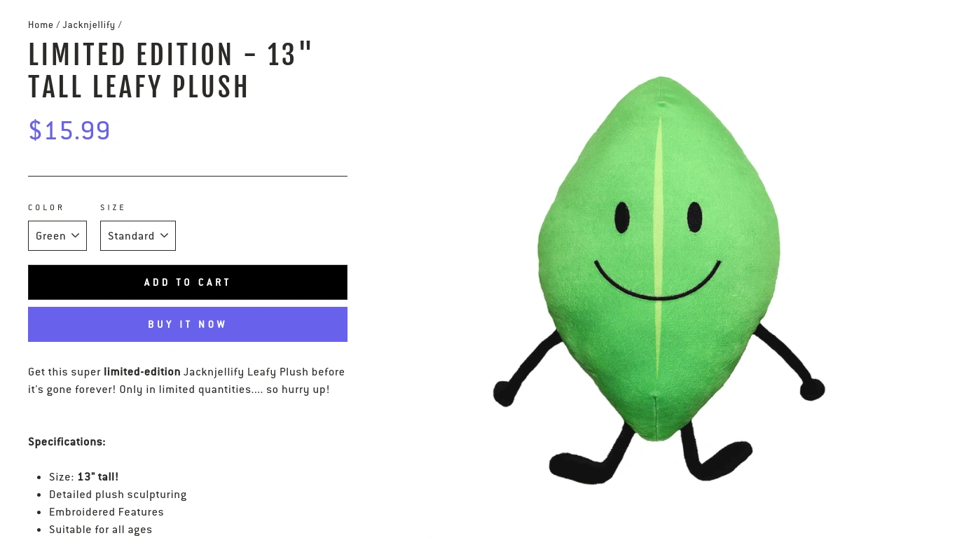 Leafy Plush is back in stock! | Fandom