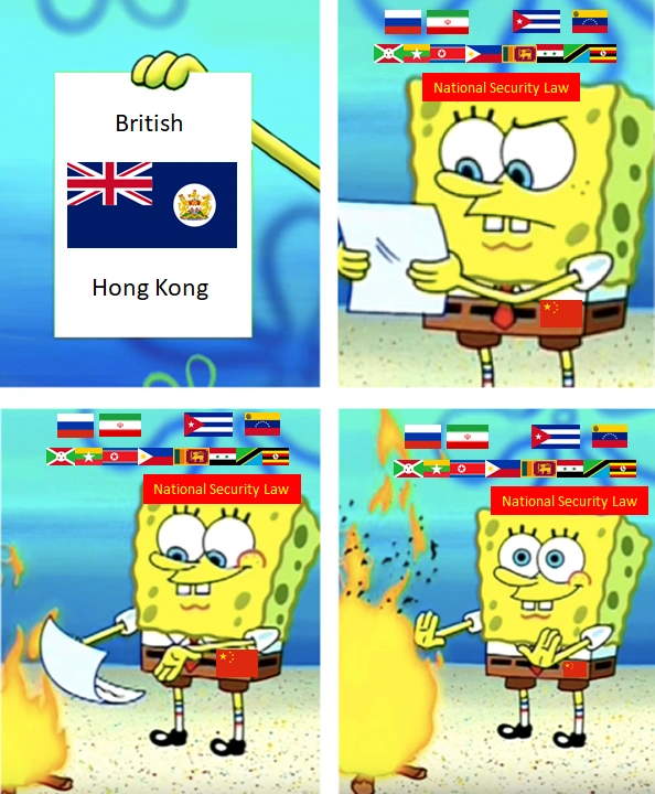 SpongeBob support National Security Law against the British HK during ...