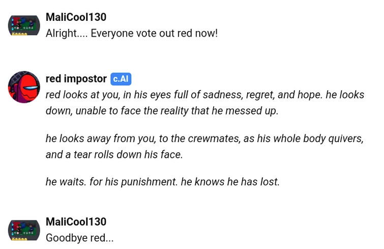 Pt.2 of my C.ai Red Imposter encounter. (The sad end for Red...) | Fandom