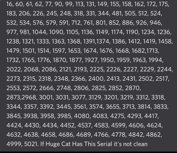 Ik the wiki is dead and all But these are all the duped og huge cat ...