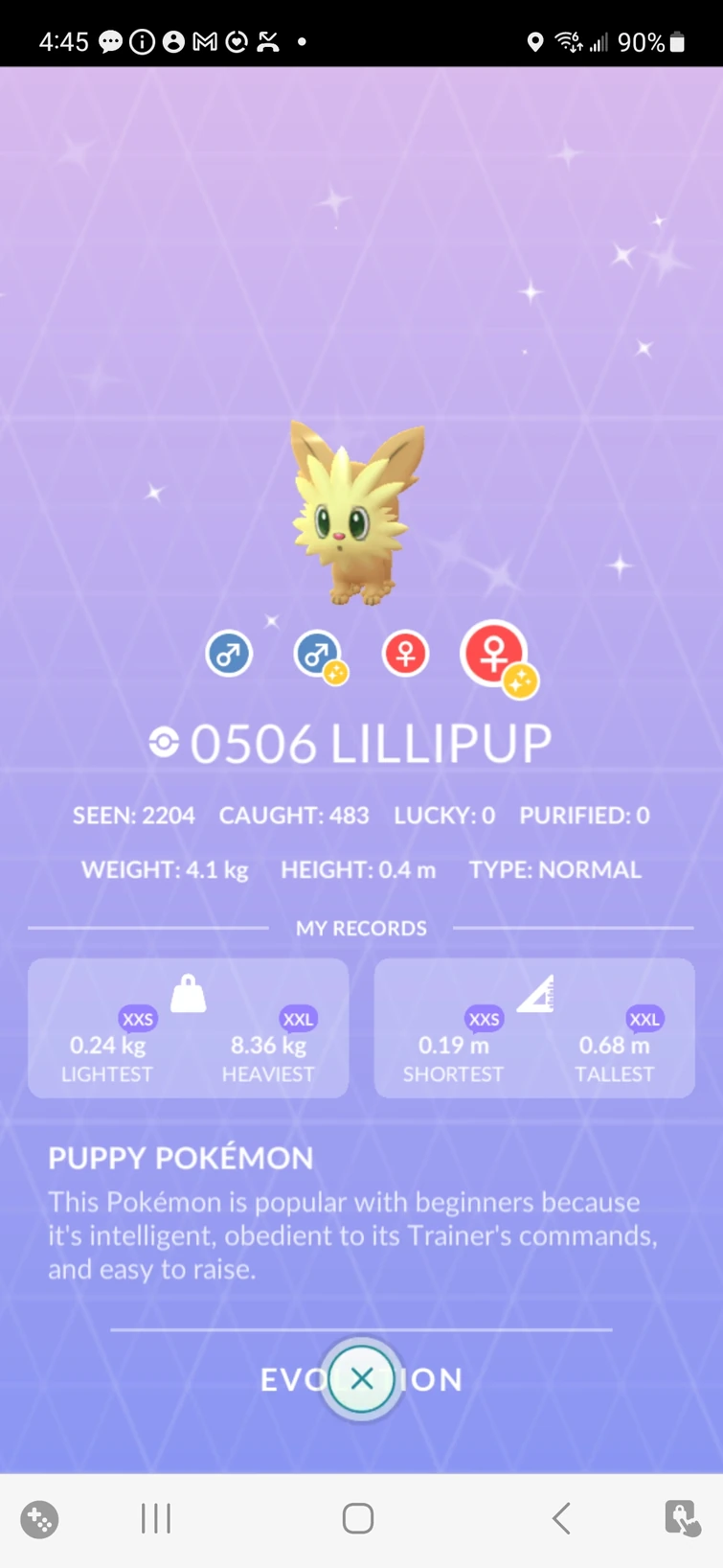 First Shiny Lillipup took almost 1,900 encounters. Now I got second in ...