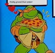 Michealango hugging the pizza | Fandom