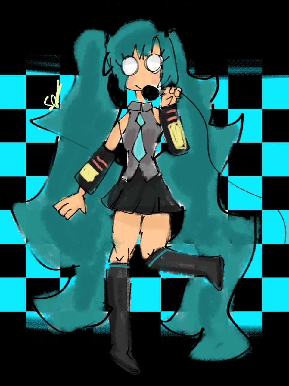 My friend taught me how to draw in his style so have a miku | Fandom