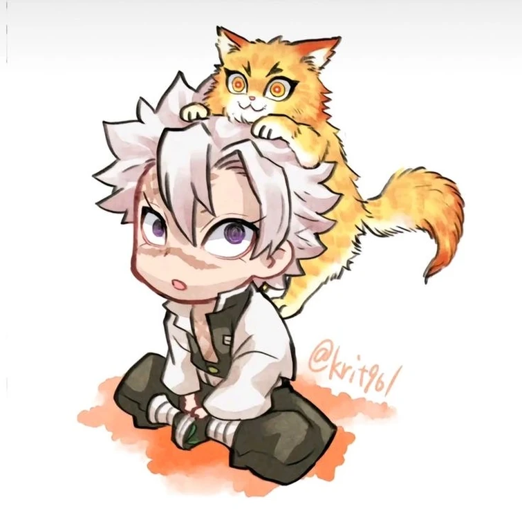 Sanemi with Kitty Art | Fandom