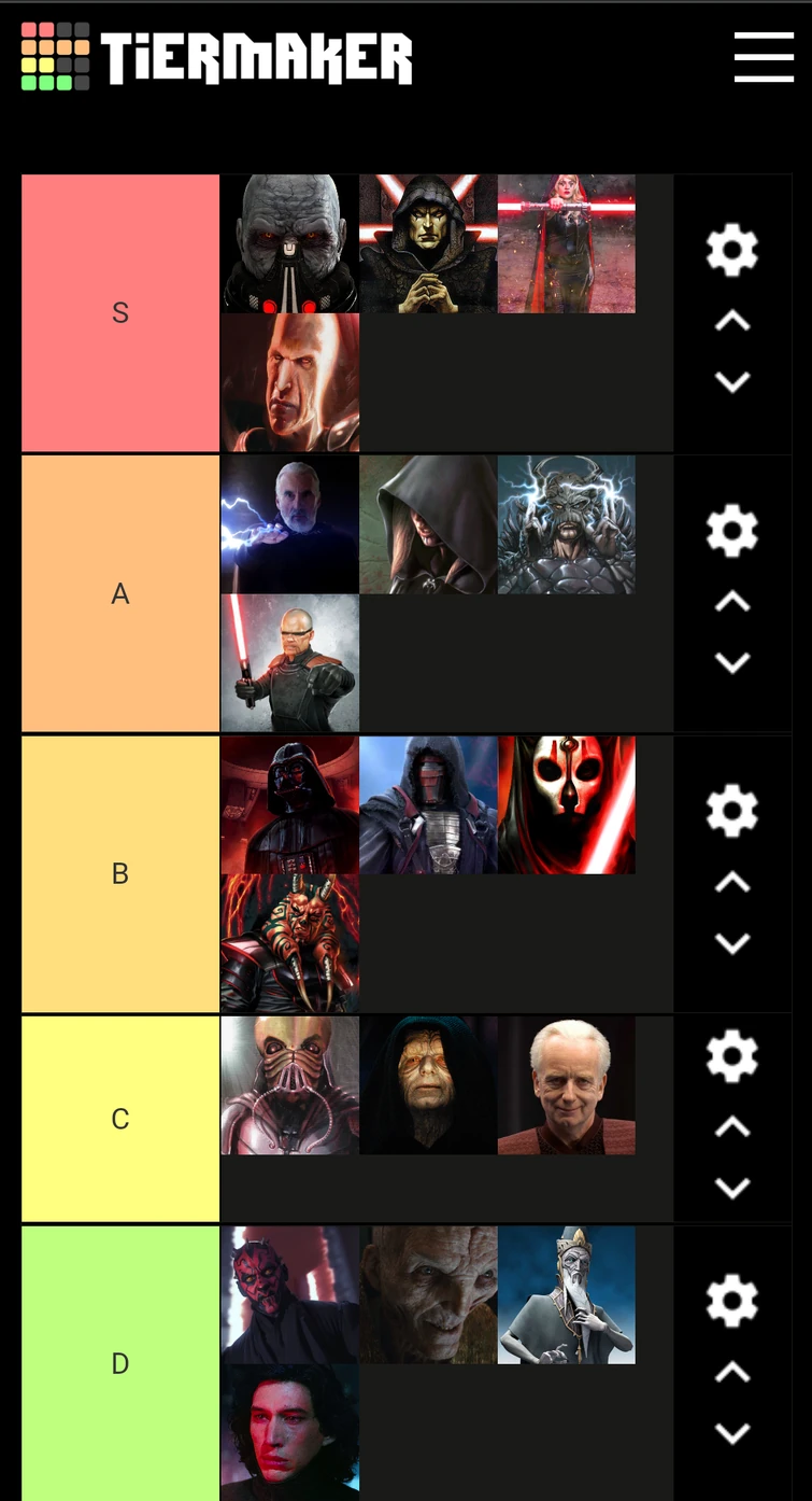 sith lord tier list | Fandom