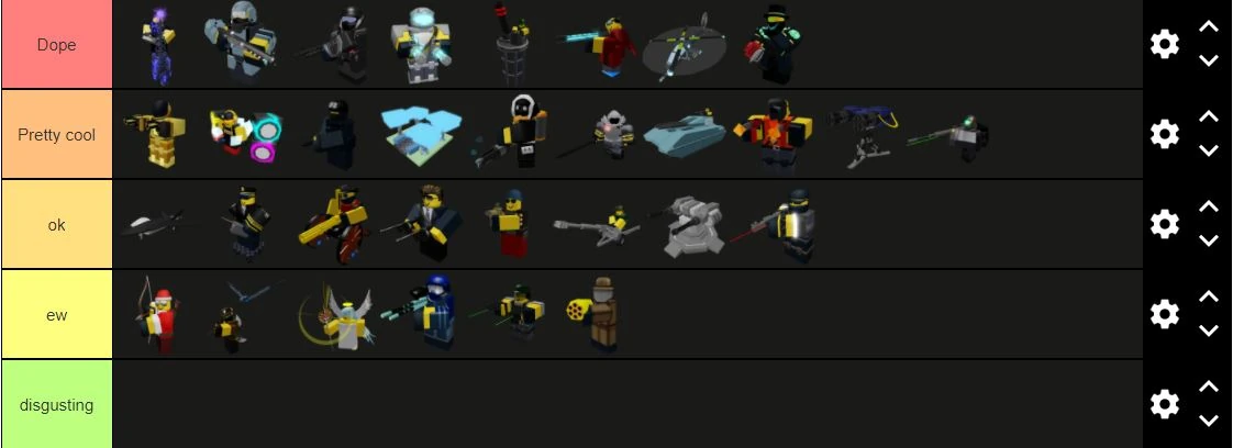 Screenshot of my TDS Tierlist on how cool towers look maxed. | Fandom