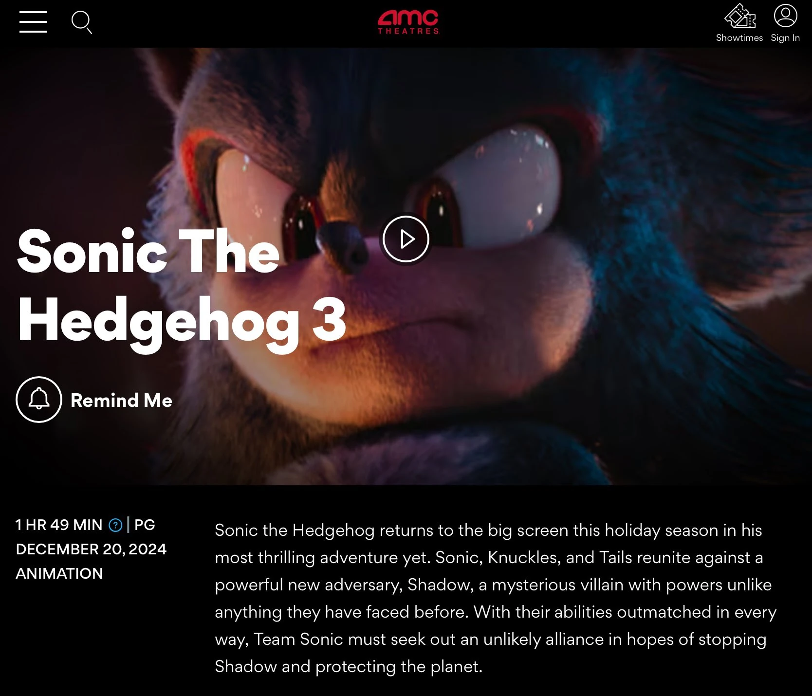 AMC Theatres now revealed that Sonic Movie 3 runtime is 1 hour 49 ...