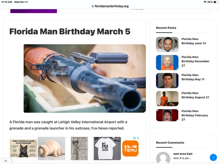 Search up "Florida Man" and then your birthday. | Fandom