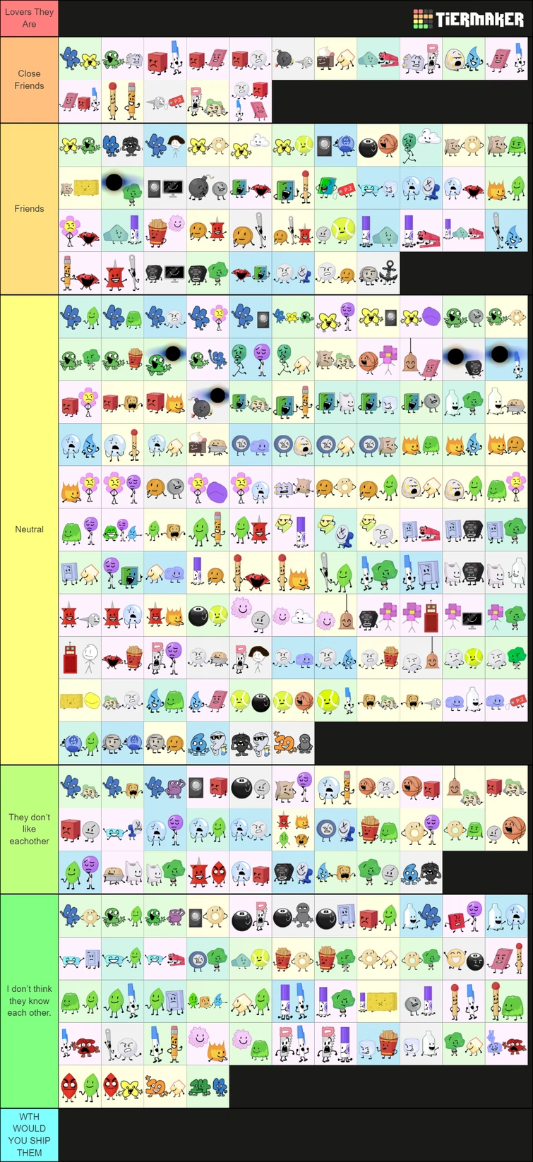 BFDI ships, but they're based of friend ship | Fandom