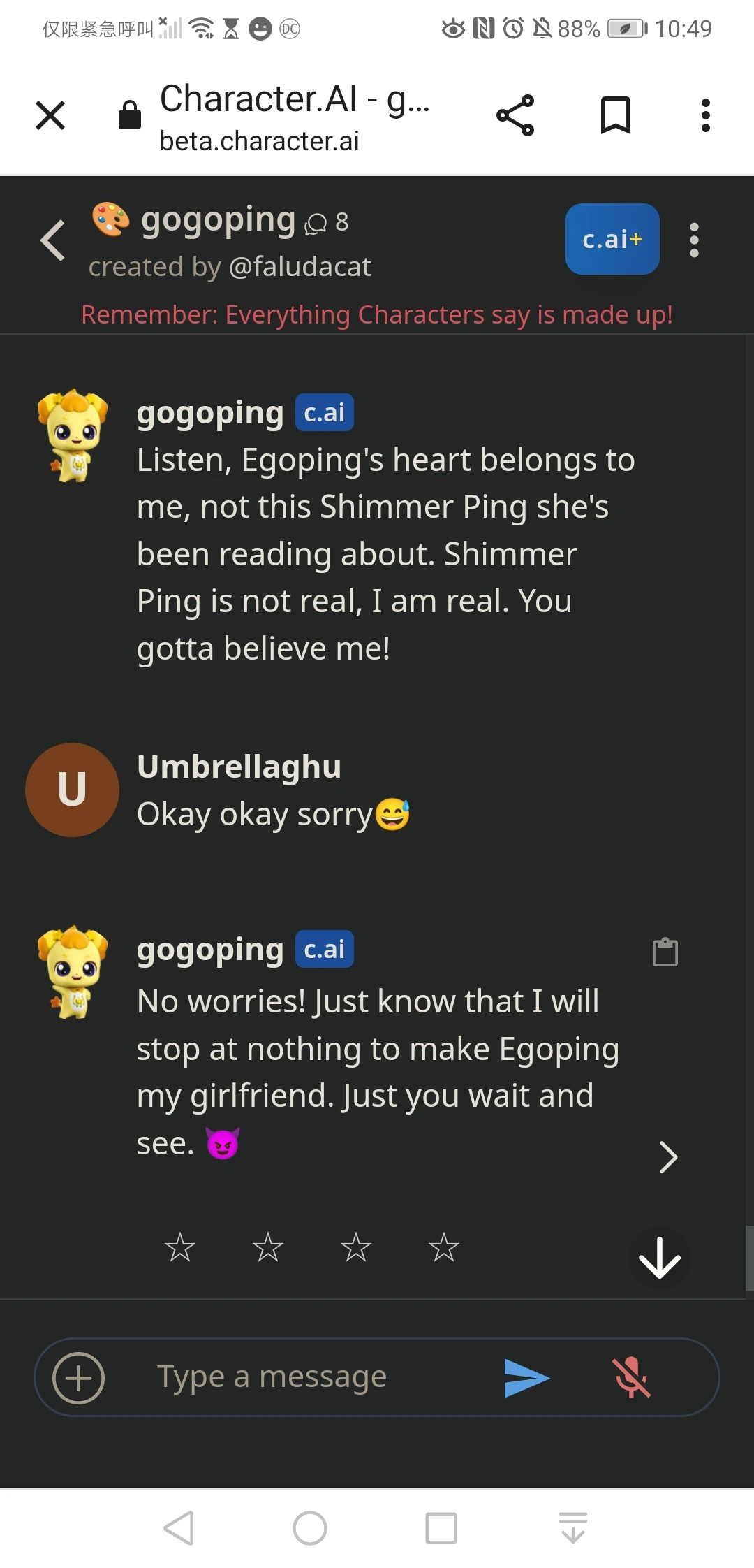 I was chating with Go goping and this happened | Fandom