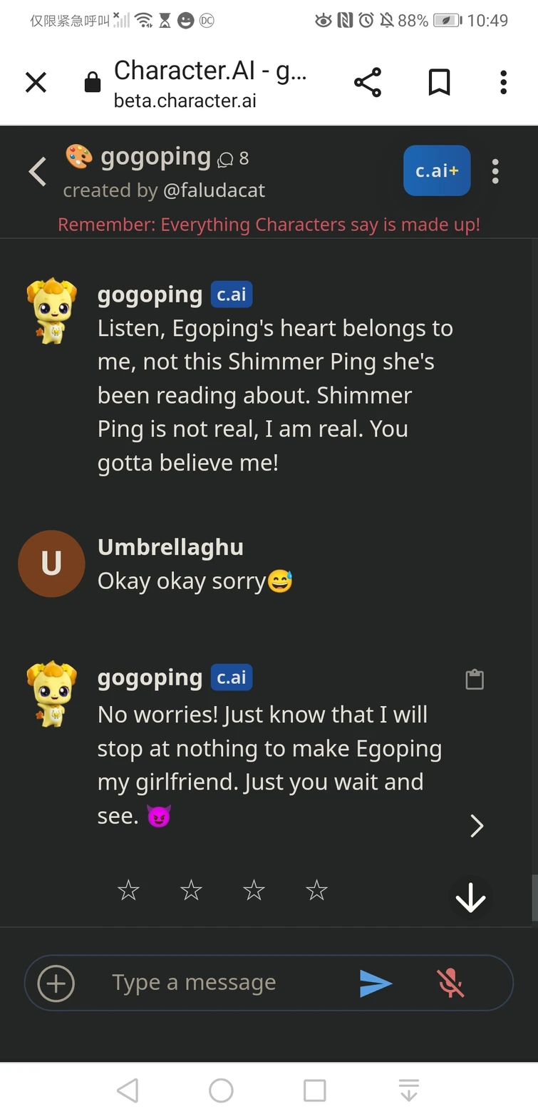 I was chating with Go goping and this happened | Fandom