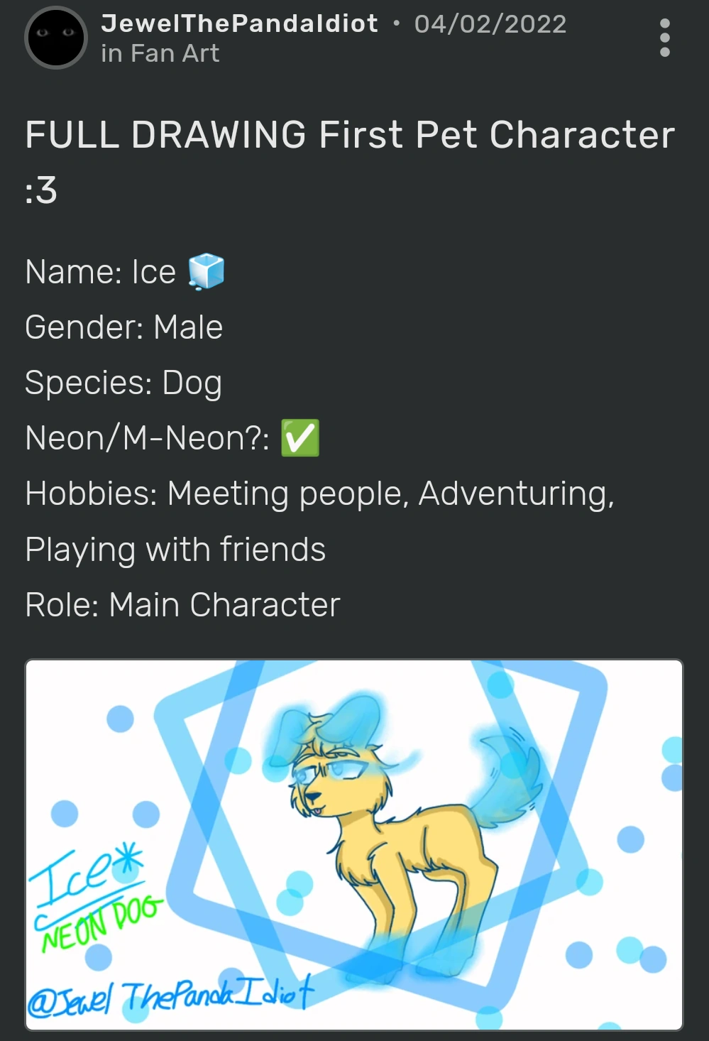 First AM pet oc redraw 💙 ! (I actually have this Neon dog in game so ...