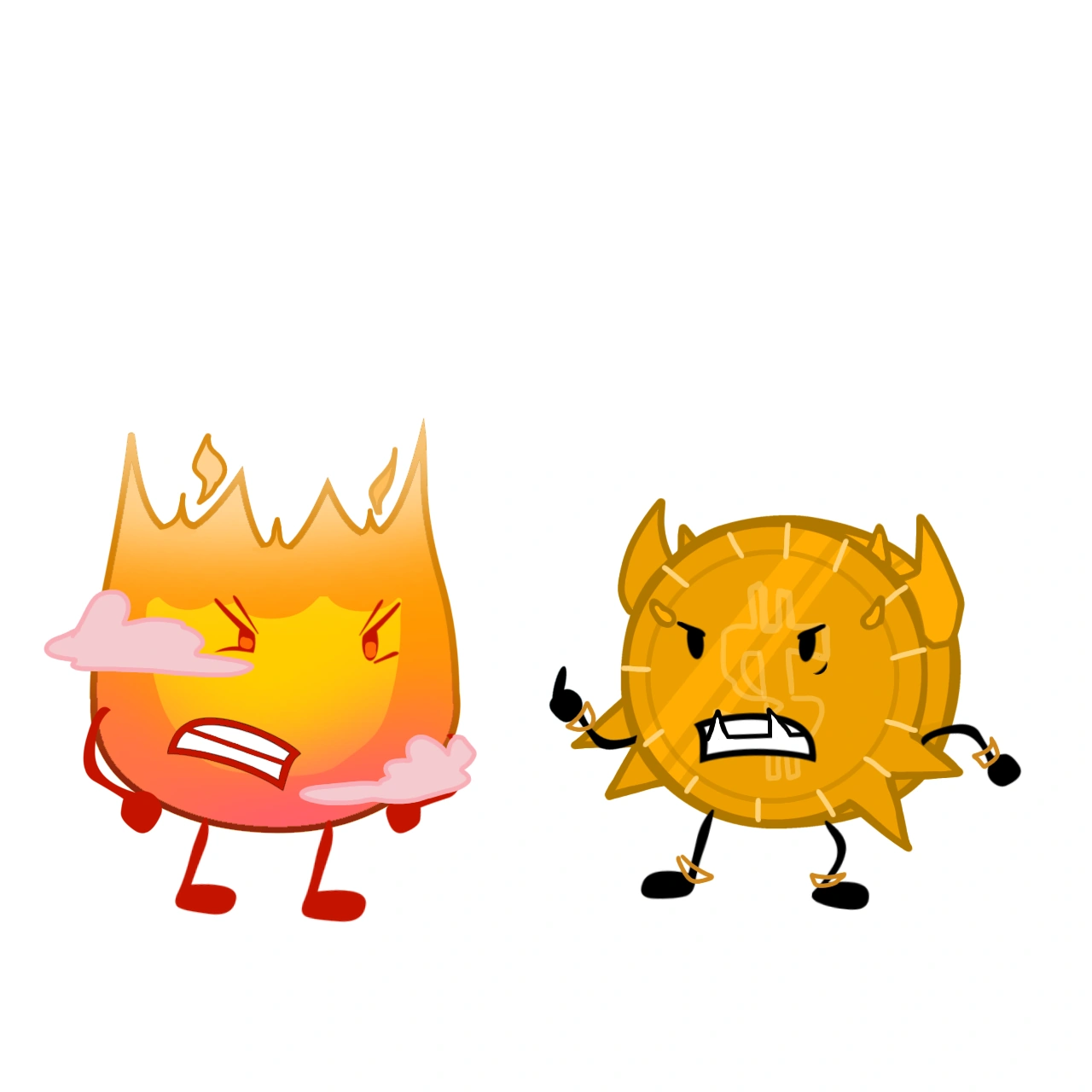 early bfdi styled headcanon designs of firey and coiny!! | Fandom