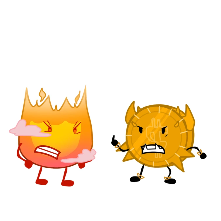 early bfdi styled headcanon designs of firey and coiny!! | Fandom