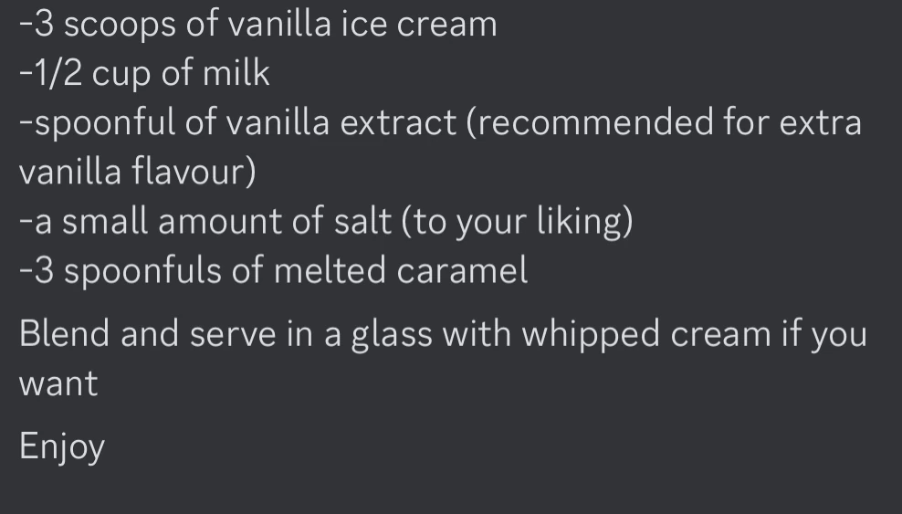 A milkshake recipe nobody asked for accompanied by text messages | Fandom