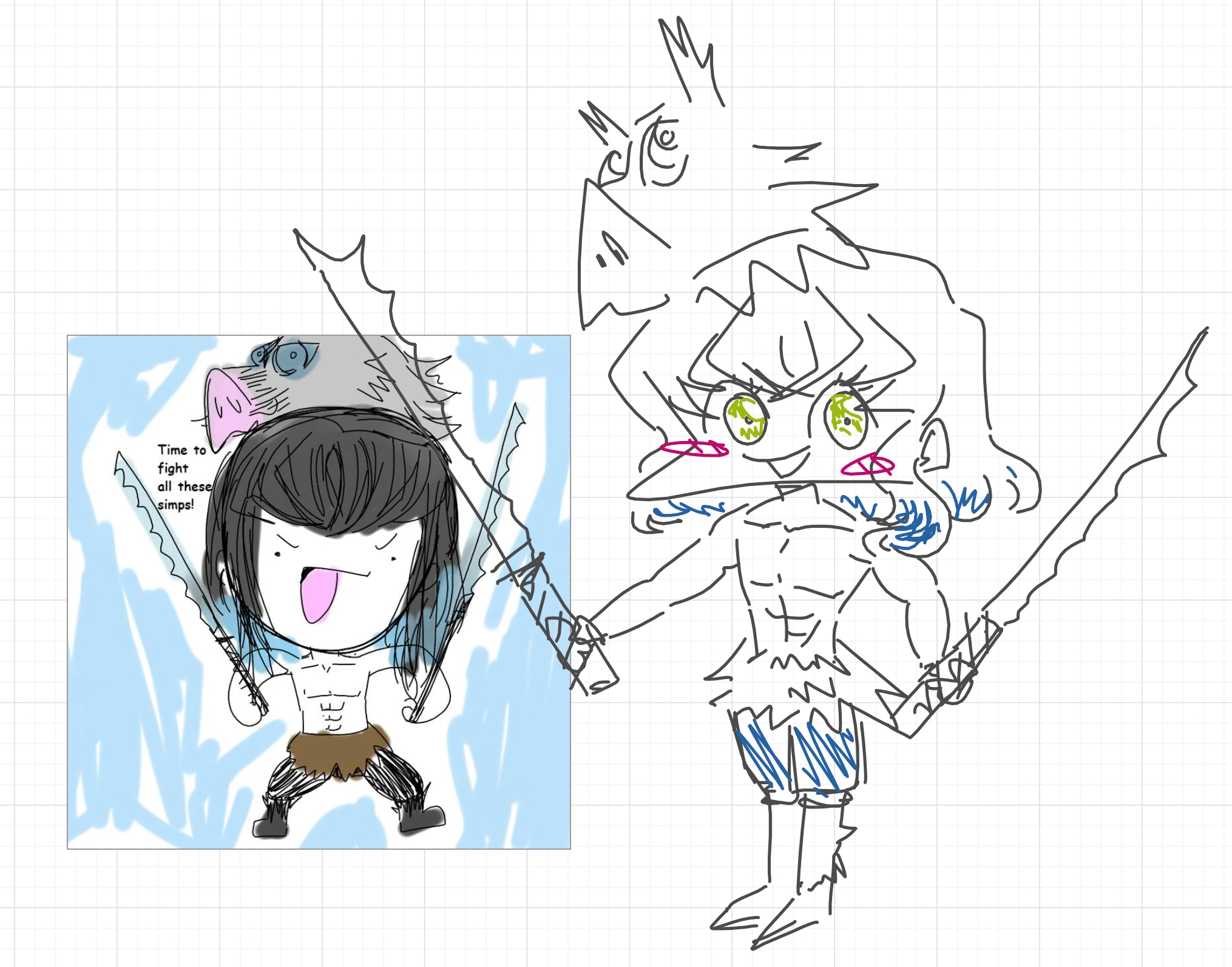 How I drew Inosuke then VS. how I draw Inosuke now. | Fandom